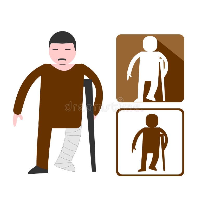 Giovane Con Una Gamba Rotta Illustrazione Vettoriale - Illustrazione di ...
