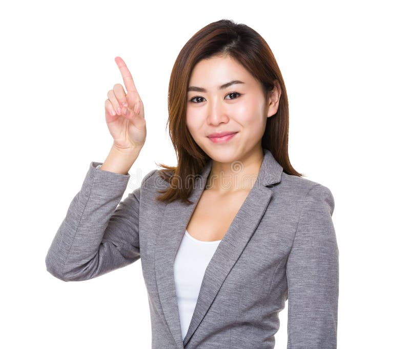 Giovane Donna Di Affari Asiatica Con Il Dito Su Fotografia Stock ...