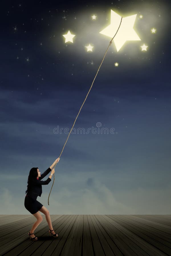 Giovane Donna Di Affari Che Prende Le Stelle Illustrazione di Stock ...