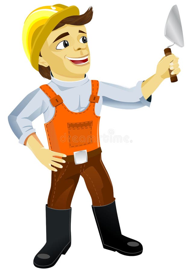 Gipser mit einer Kelle stock abbildung. Illustration von kelle - 53147457