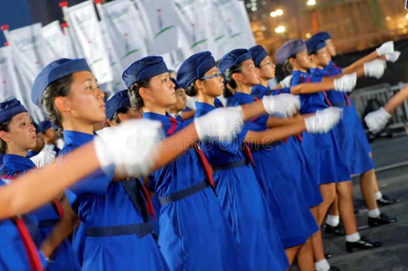 Gir Guides Marching during Singapore NDP 2009 Editorial Image - Image ...