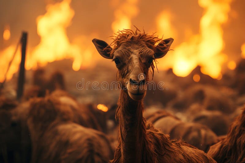 Giraffe Animal Fleeing Fire Forest Fires Generative Ai Stock ...