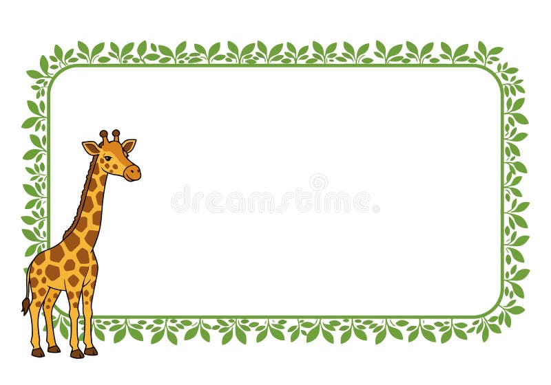 Giraffe border clipart. stock image. Illustration of drawing - 361722393
