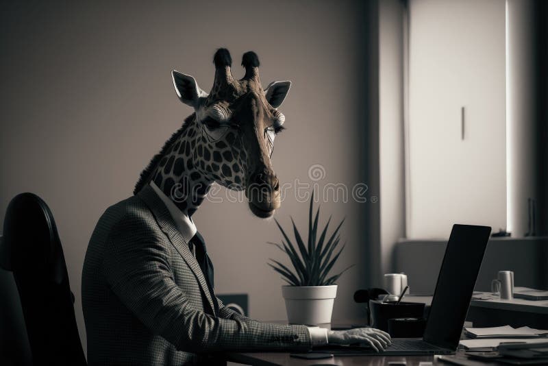 A Giraffe in a Business Suit at the Office, Generative AI Stock ...