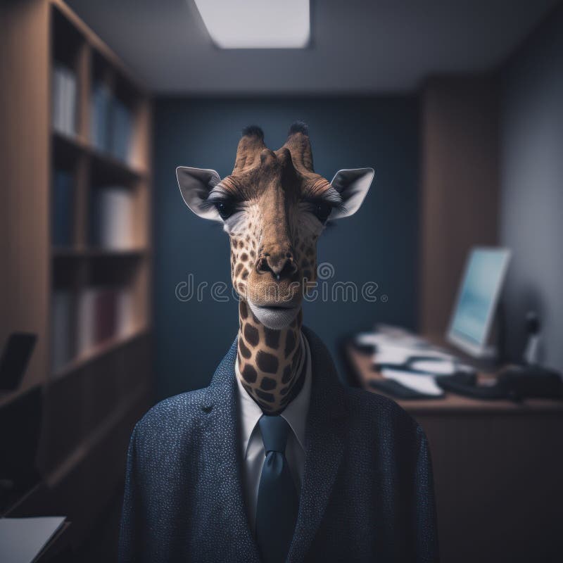 A Giraffe in a Business Suit at the Office, Generative AI Stock ...