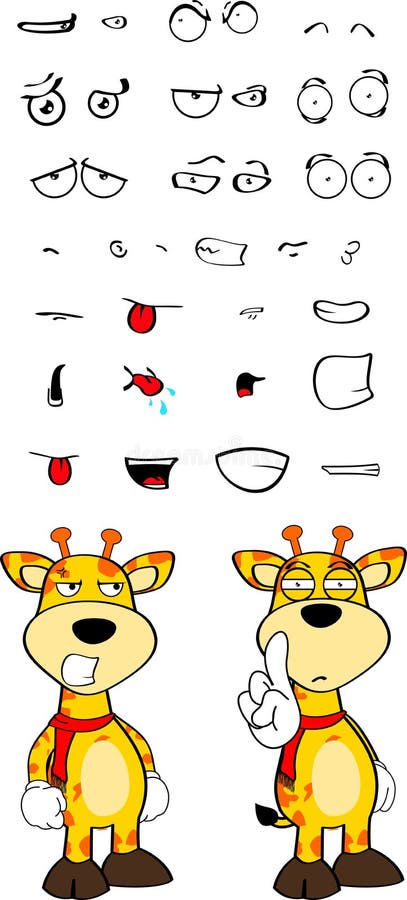 Giraffe Cartoon Expressions Set Angry Stock Vector - Illustration of ...