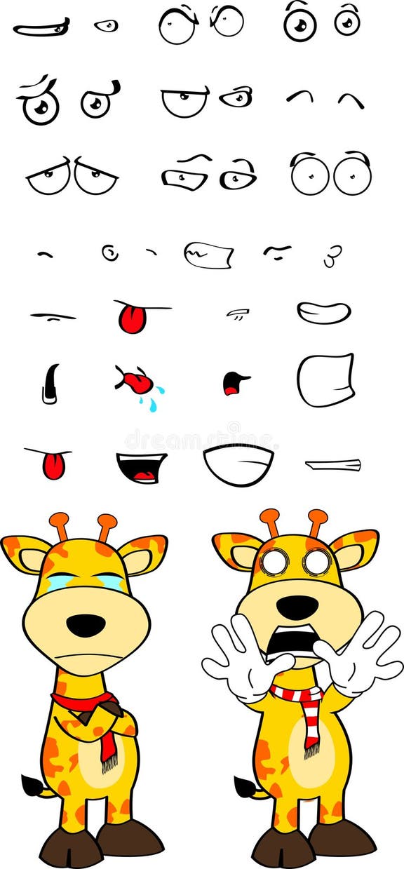 Giraffe Cartoon Expressions Set Crying Stock Vector - Illustration of ...