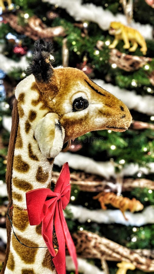 Giraffe Christmas Stuffed Animal Tree Stock Photo - Image of christmas ...
