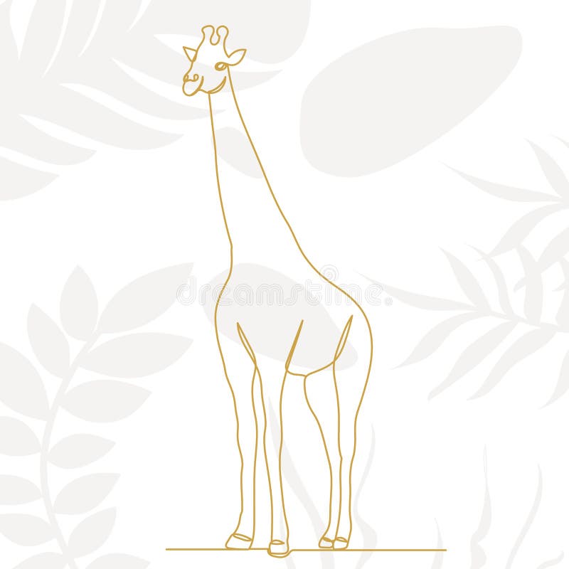 Giraffe Continuous Line Drawing, Sketch, on Abstract Background Stock ...