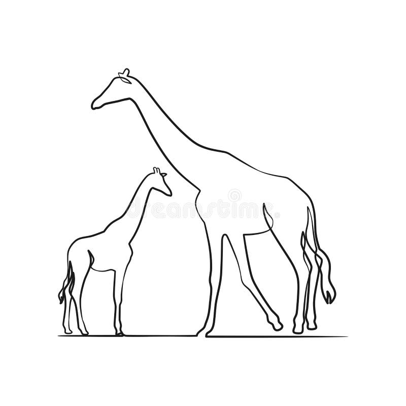 Giraffe Continuous One Line Art Design Stock Vector - Illustration of ...