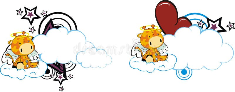 Giraffe Cute Cartoon Angel Copyspace Stock Vector - Illustration of ...