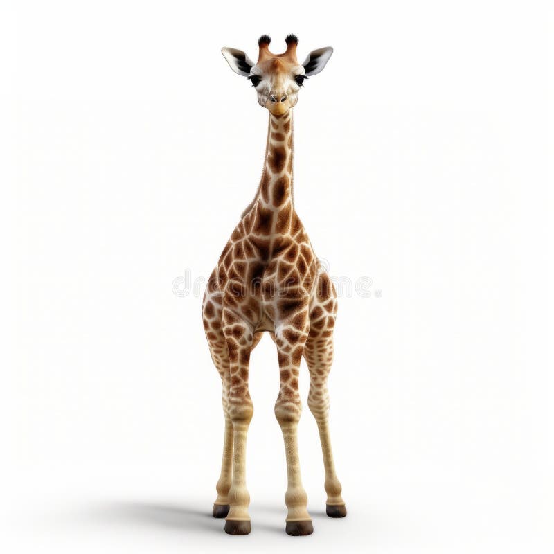 Photorealistic 3d Baby Giraffe Illustration on White Background Stock ...
