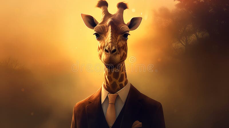 Giraffe Dressed in a Suit. Elegant Classy Style Stock Illustration ...