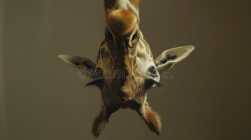 Giraffe Face Head Hanging Upside Down. Generative Ai Stock Illustration - Illustration of ...