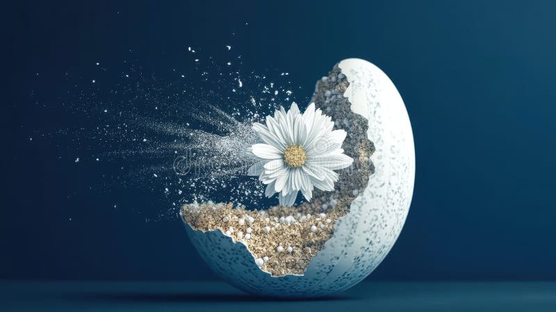 Giraffe with a Flower in a Cracked Eggshell, Splashing Water in a ...