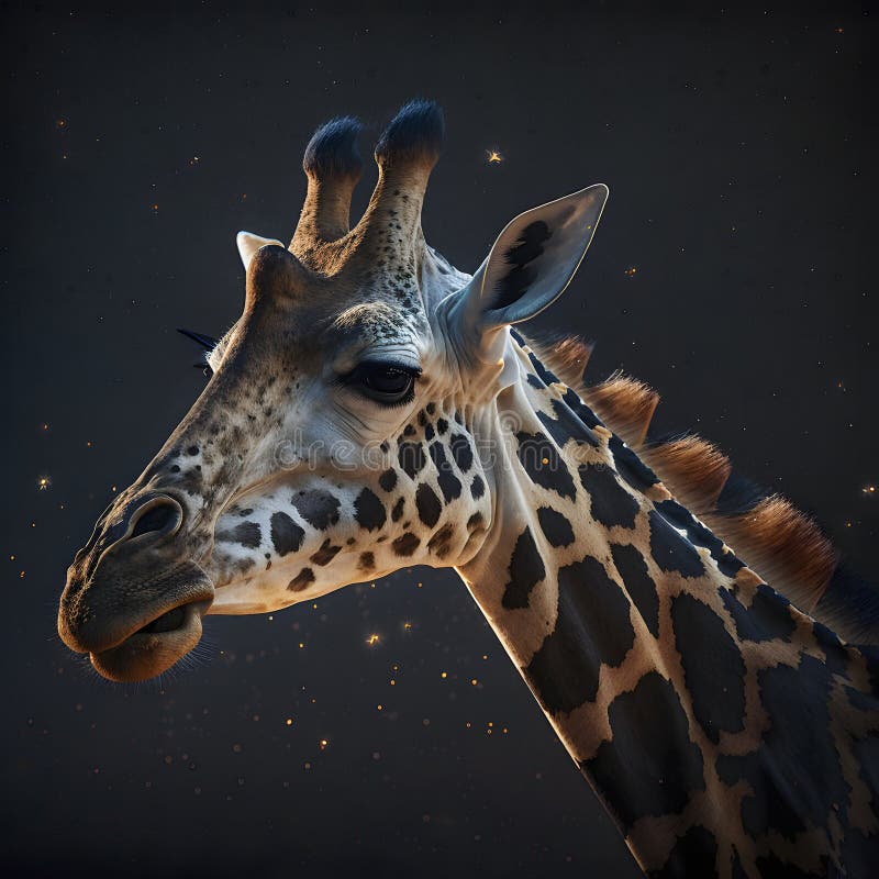 Giraffe with Golden Spots and Star Necklace Stock Illustration ...