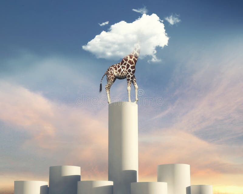 Giraffe head in cloud stock photo. Image of imagination - 152598624