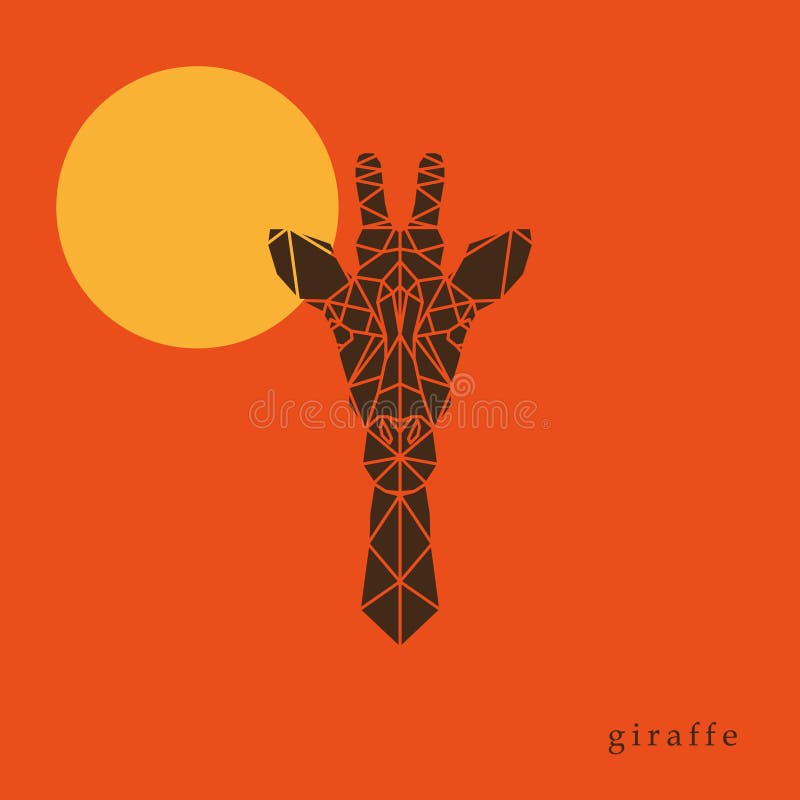 Giraffe head geometric stock vector. Illustration of orange - 78577776