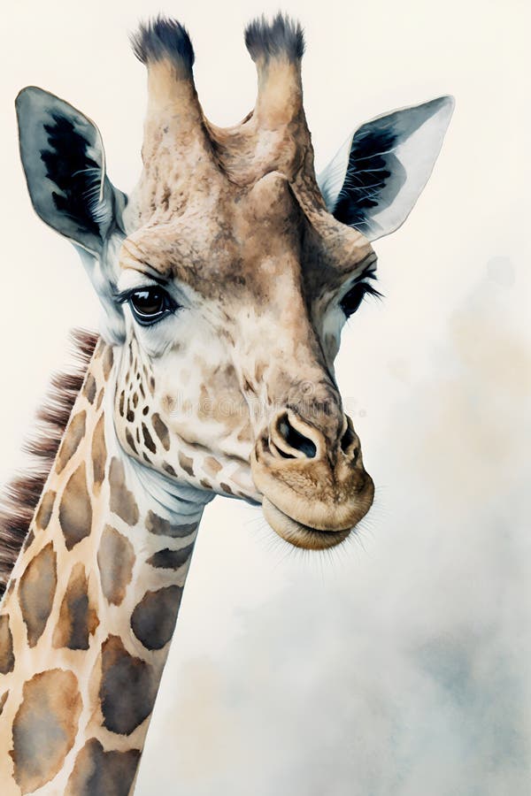 Giraffe Head. Watercolor Illustration Isolated on White Background ...