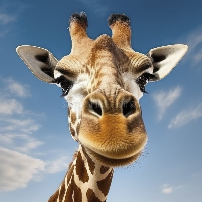 Giraffe Head Looking at Camera Close-up - Stock Image - Image of ...