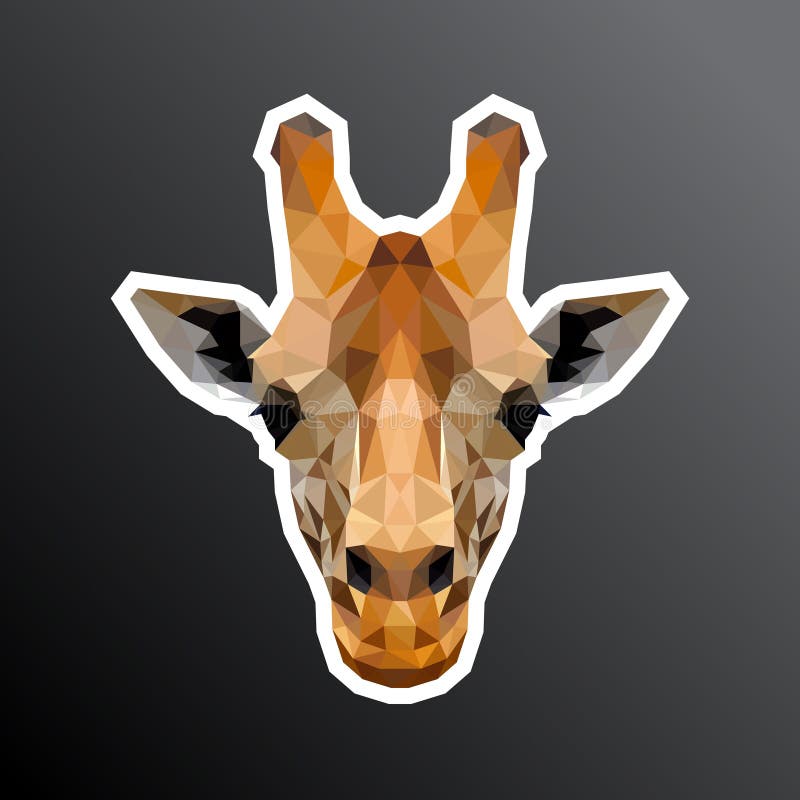 Giraffe Head Low Poly Sticker Stock Vector - Illustration of happy ...