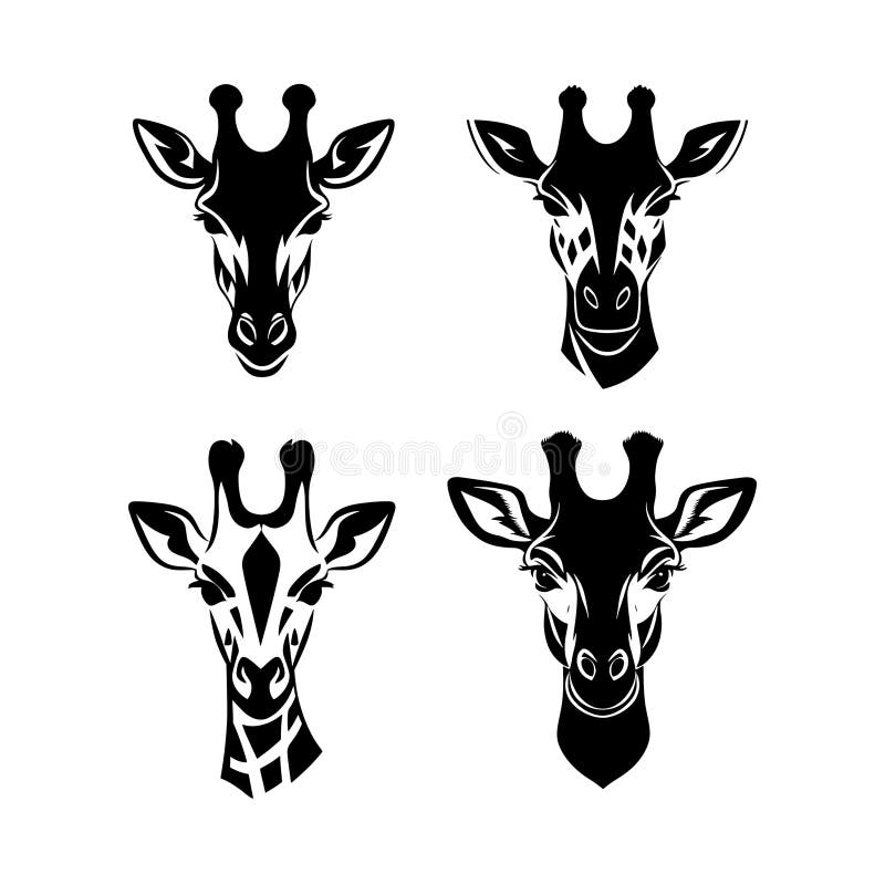 Giraffe head silhouette stock vector. Illustration of artwork - 339574074