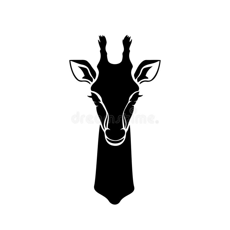 Giraffe Head Silhouette on a White Background. Stylization, Logo Stock ...