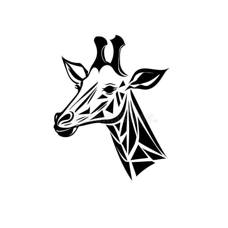 Giraffe Head Silhouette on a White Background. Stylization, Logo Stock ...
