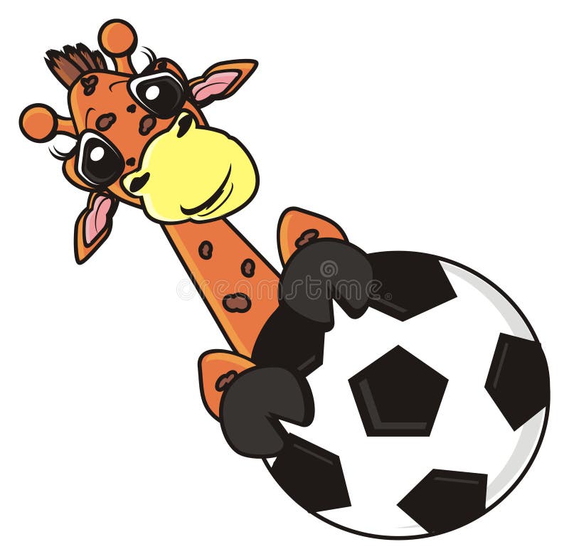 Giraffe Hiding a Soccer Ball Stock Illustration - Illustration of long ...