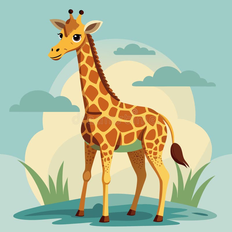 Giraffe Illustration on Background Vector Clipart Design Stock Vector ...