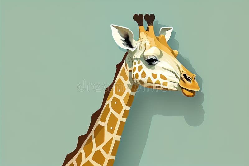 Giraffe Isolated On Green Background Cartoon Style Vector