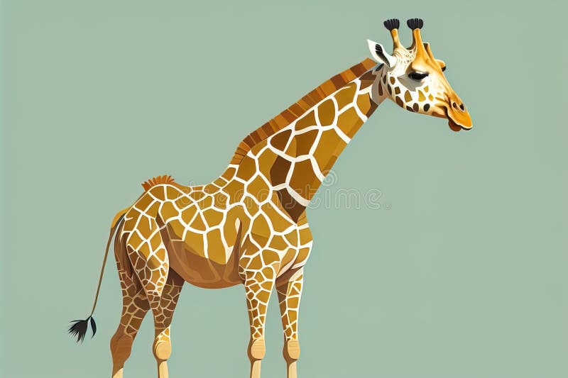 Giraffe Isolated On Green Background Cartoon Style Vector