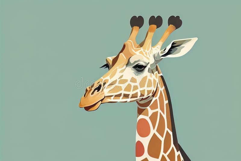 Giraffe Isolated On Green Background Cartoon Style Vector