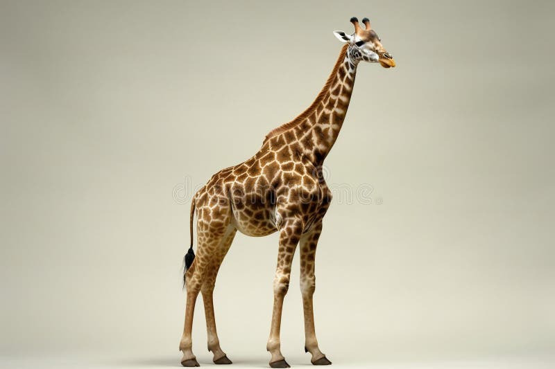 Giraffe Isolated on Grey Background, Side View, Studio Shot Stock ...
