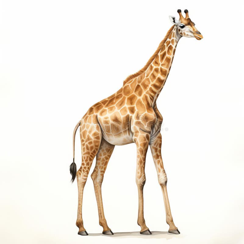 Realistic Life Drawing of Full Body Giraffe Isolated Stock Illustration ...