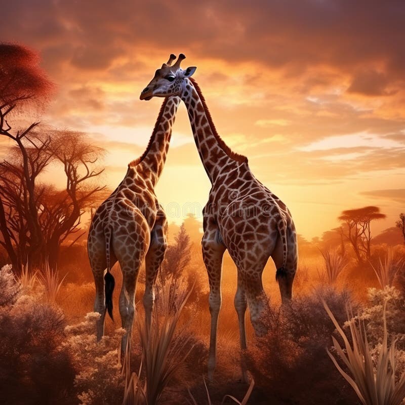 GIRAFFE LOVE Made with Generative AI Illustration Stock Illustration - Illustration of animals ...