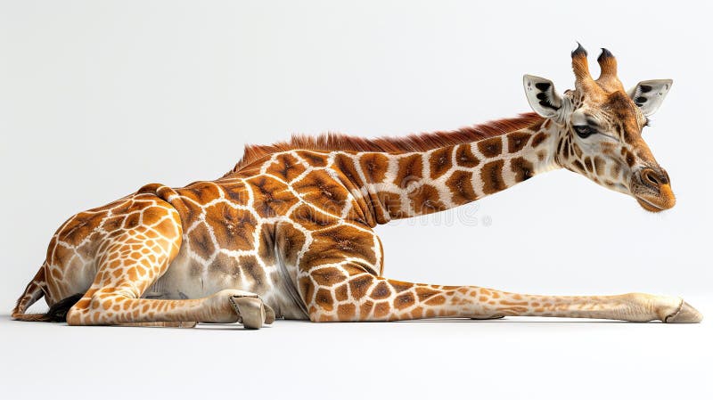 A Giraffe Lying Down on a White Background Stock Illustration ...