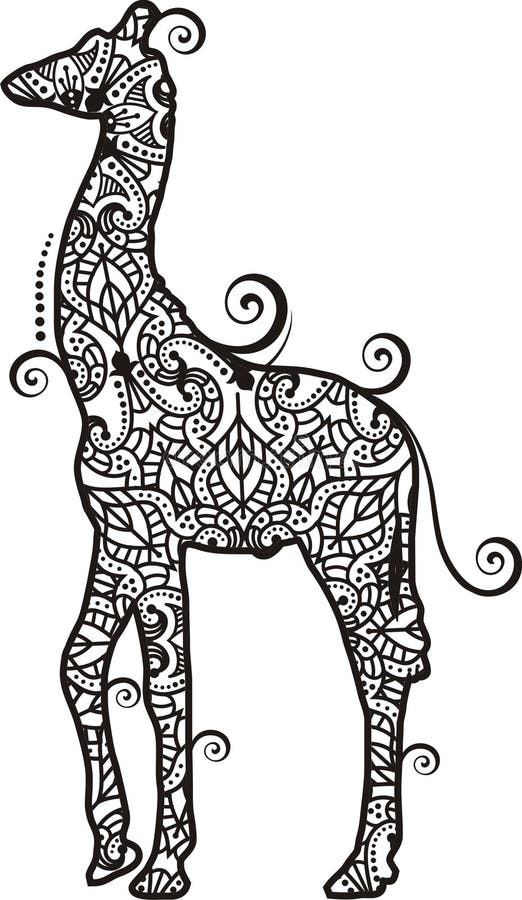 Giraffe Mandala Vector Line Art Style Stock Illustration - Illustration ...