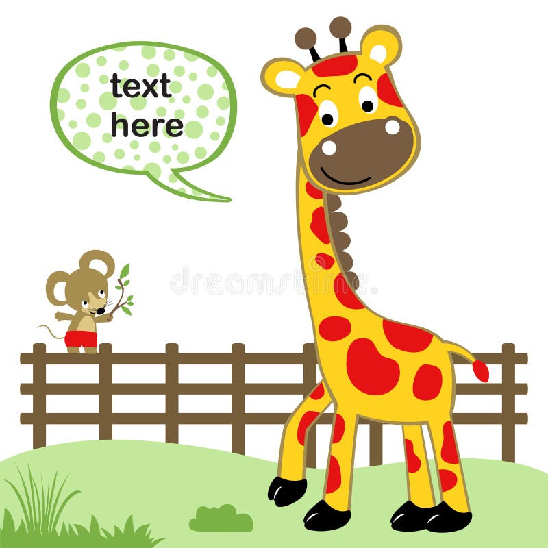 Giraffe and Mice, Vector Cartoon Illustration Stock Vector ...