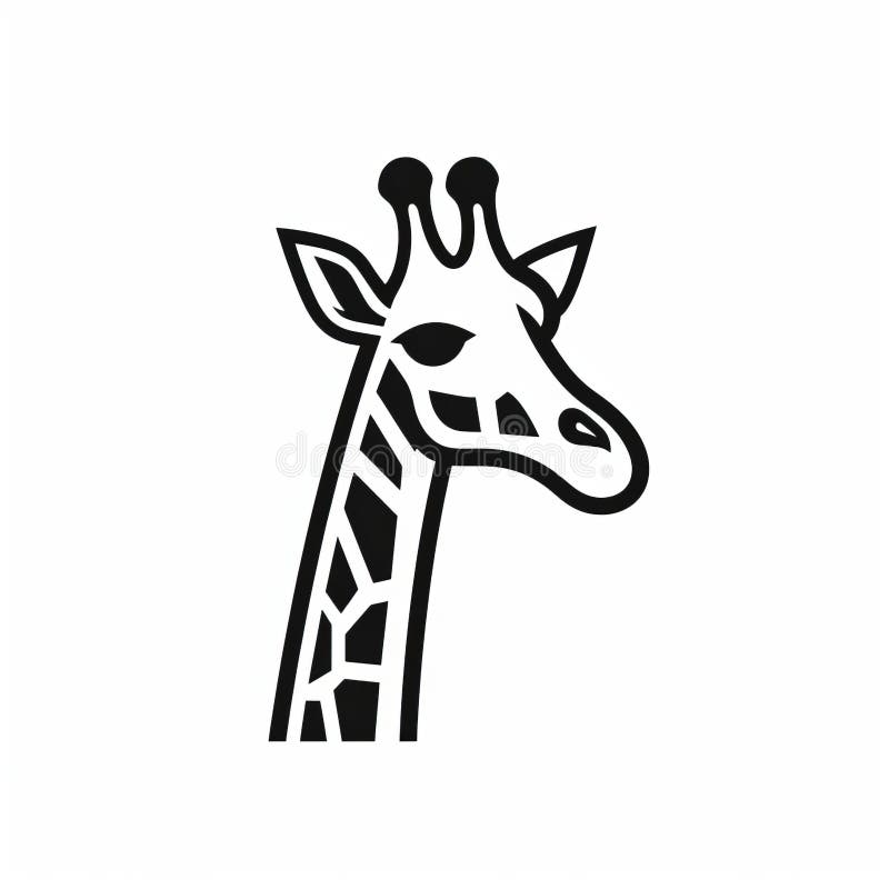 Playful Giraffe Head Icon in Graphic Design-inspired Black and White ...