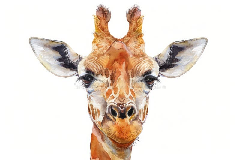 Giraffe, Pastel-colored, in Hand-drawn Style, Watercolor, Isolated on ...