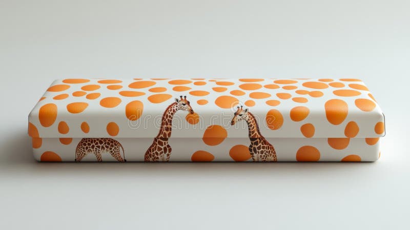 Giraffe Patterned Gift Box with Orange Dots Generative AI Stock ...