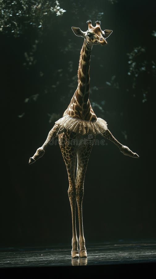 Giraffe Performing Ballet on Stage in White Tutu Stock Image - Image of wildlife, stage: 346608991