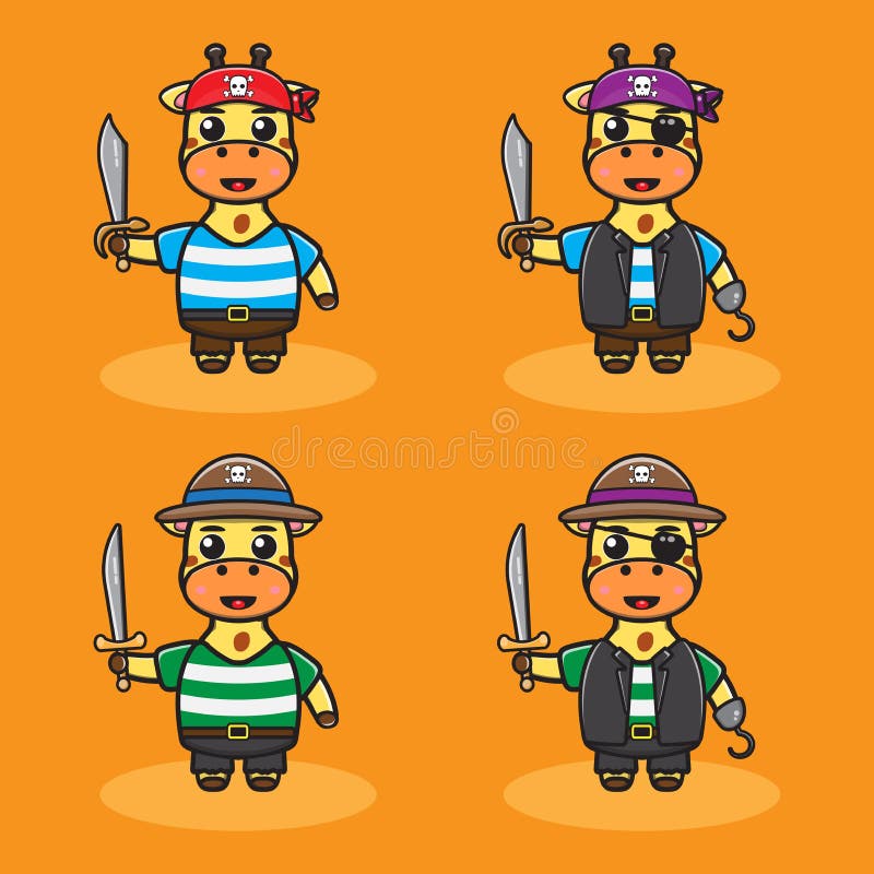 Vector Illustration of Cute Giraffe Pirate Cartoon Stock Vector ...