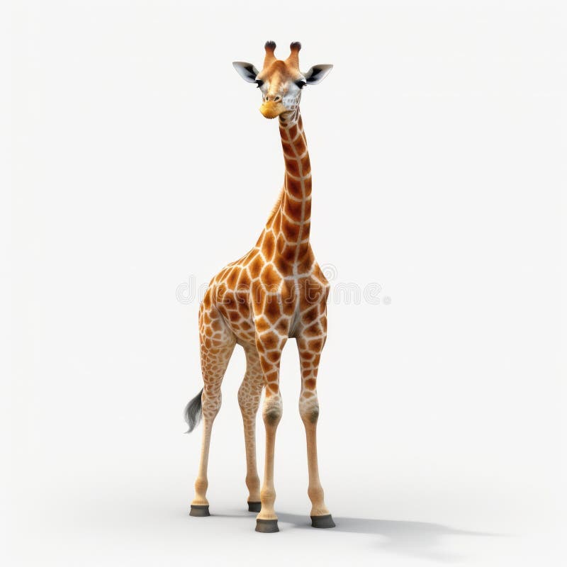 Giraffe in Pixar Style on White Background Stock Illustration ...