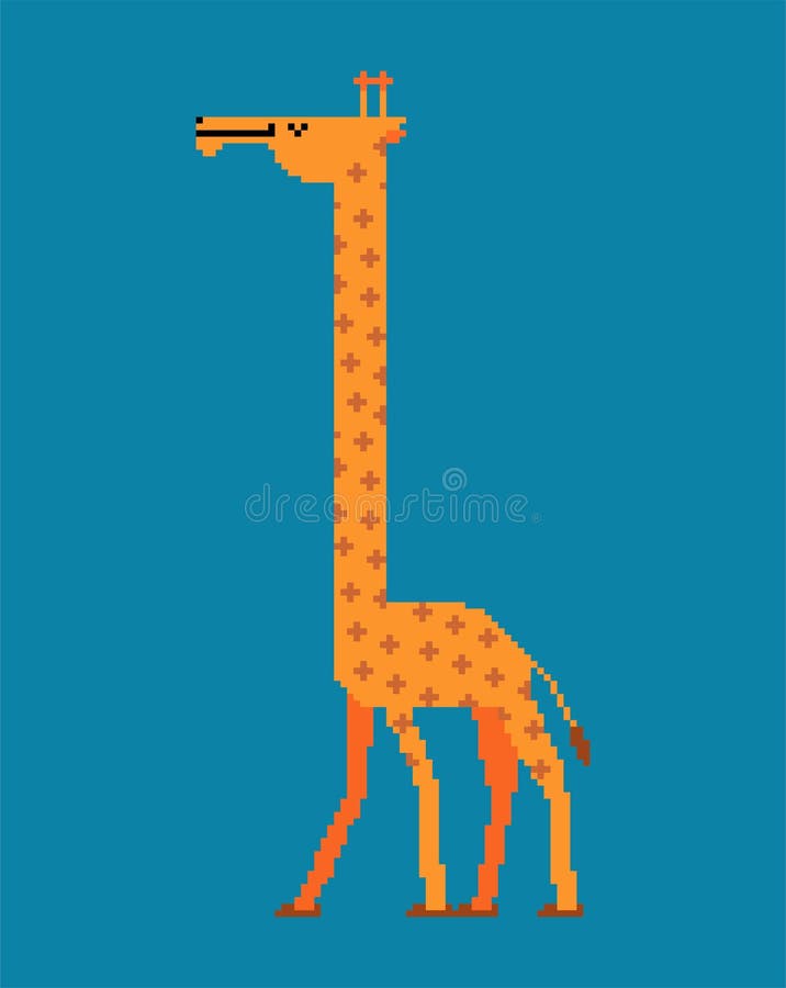 Giraffe Pixel Art. Africa Animal 8 Bit. Long Neck Beast. Stock Vector ...