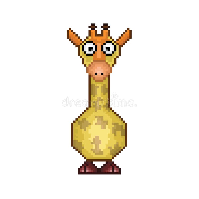 Giraffe Pixel Art Safari Animal Video Game Cartoon Stock Vector ...