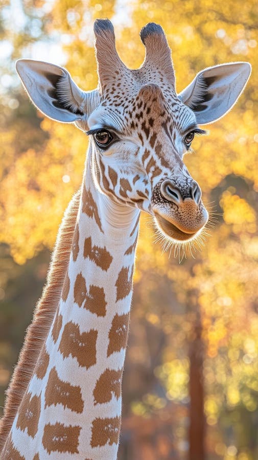 A Giraffe Poses Elegantly in a Natural Setting with Soft Illumination ...