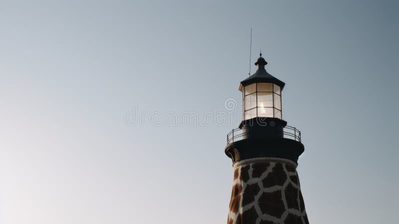 Giraffe Reaching for Lighthouse Light at Dusk Stock Illustration ...