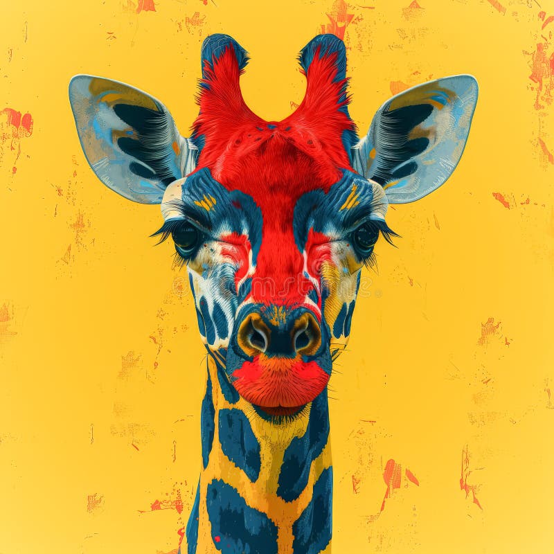 Giraffe with a Red Face and Blue Spots Stock Photo - Image of closeup ...